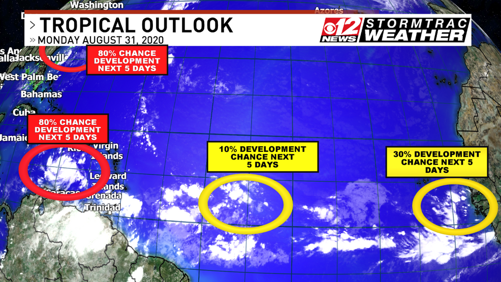 Tracking Four Tropical Disturbances Two Show Signs Of Development Wpec