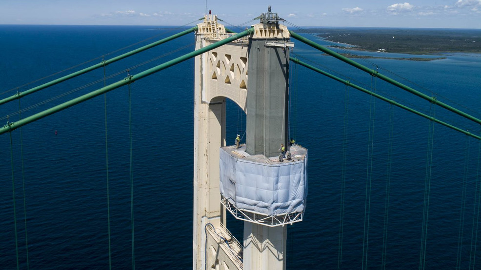 Repainting project of Mackinac Bridge's south tower to resume Monday | WPBN